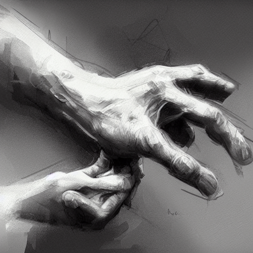 KREA AI - human hand sketch, painting by Craig Mullins, 4k,