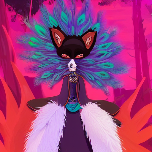 Krea Ai Fox Furry Character Long Fluffy Fur Full Skull S