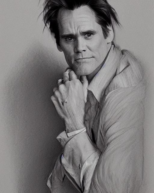 KREA AI - jim carrey, portrait linework underdrawing by john...