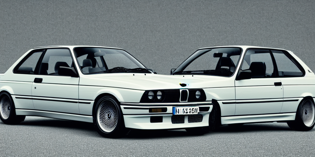 KREA AI - BMW e30 coupe, hyper realism, depth of view 8k.