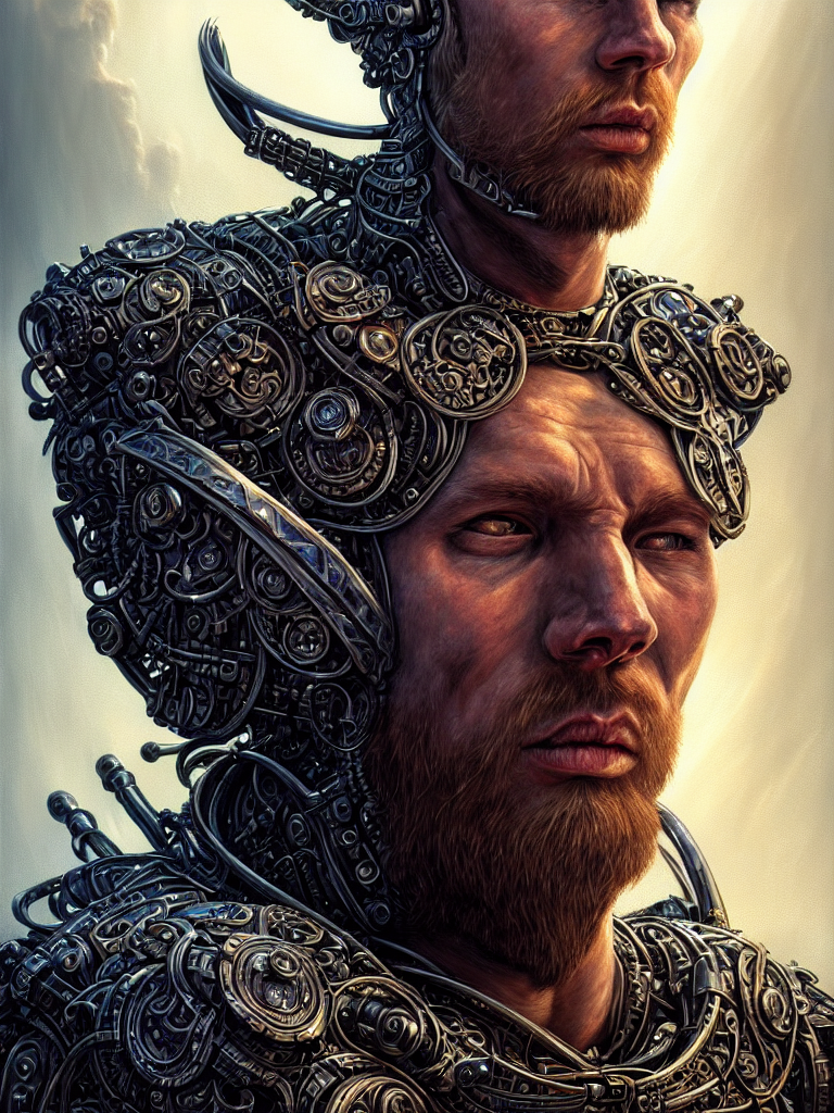 KREA AI - Portrait face fronting of Viking Warrior wearing e...