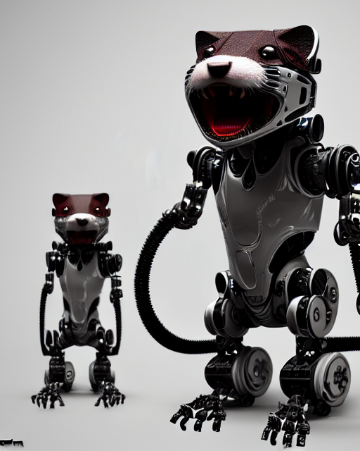 KREA AI - intricate mechanical ferret robot creature, digita...