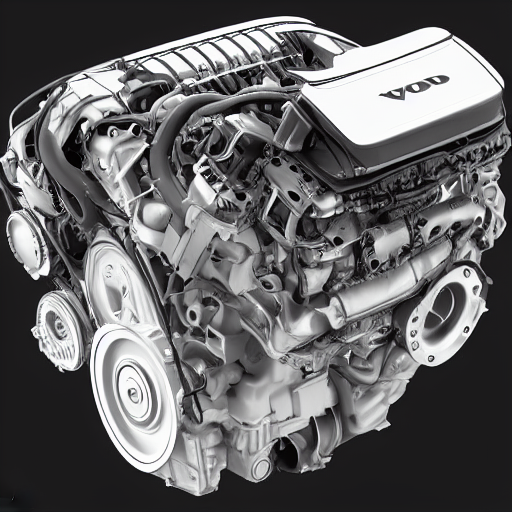 KREA AI - Anatomy of an Volvo D5 engine, readable anatomy of...