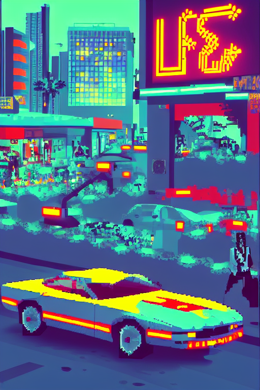 KREA AI - life in the caspian hood. pixel art, gta vice city...