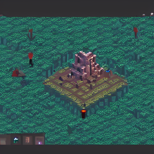 KREA AI - lovecraftian horror, isometric, voxels, game art