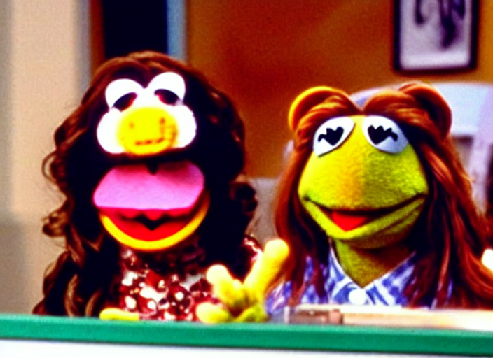 KREA AI - film still of muppet!!!!! pam beesly!!!! as a mupp...