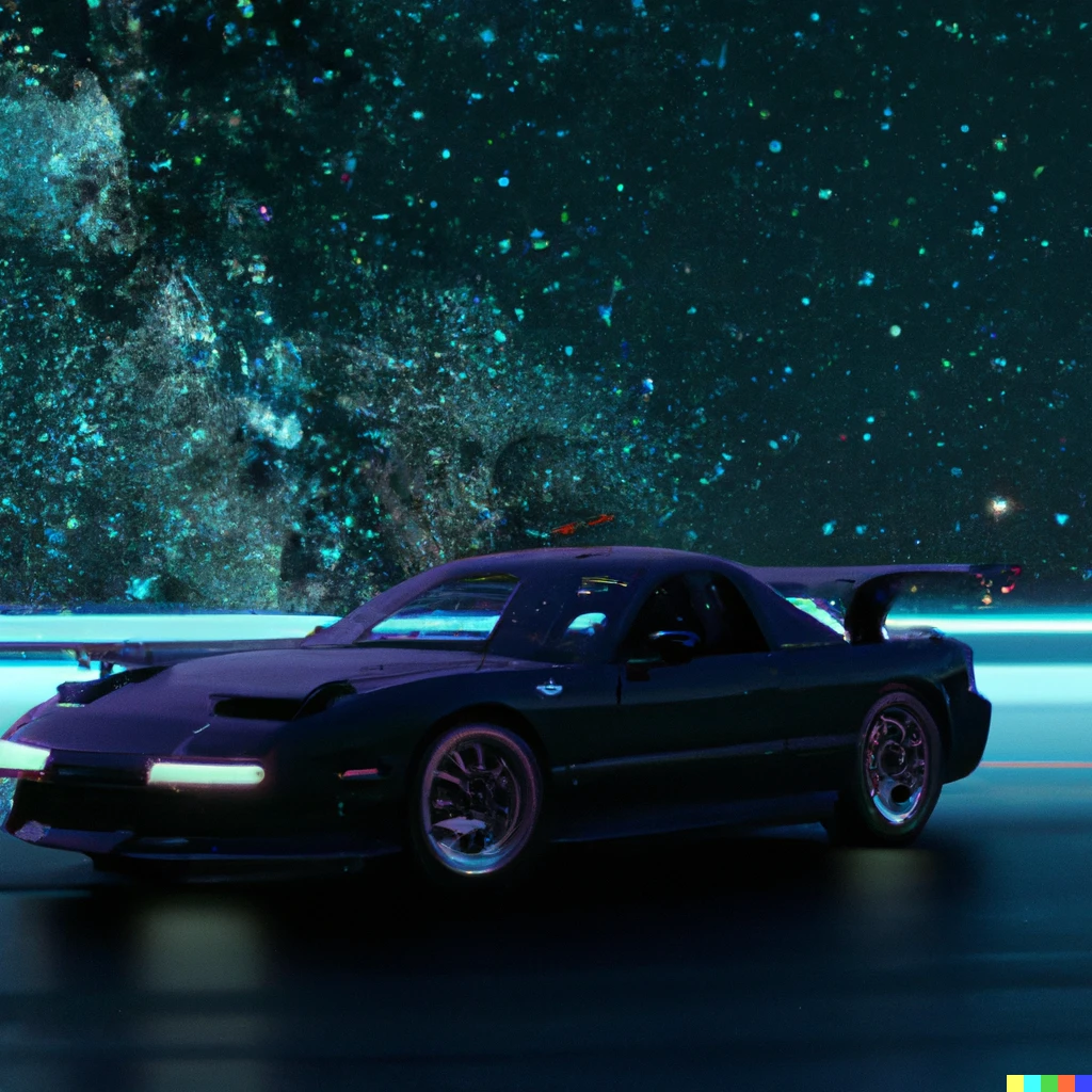 KREA AI - mazda rx7, realistic, drifting, night, stars | 406