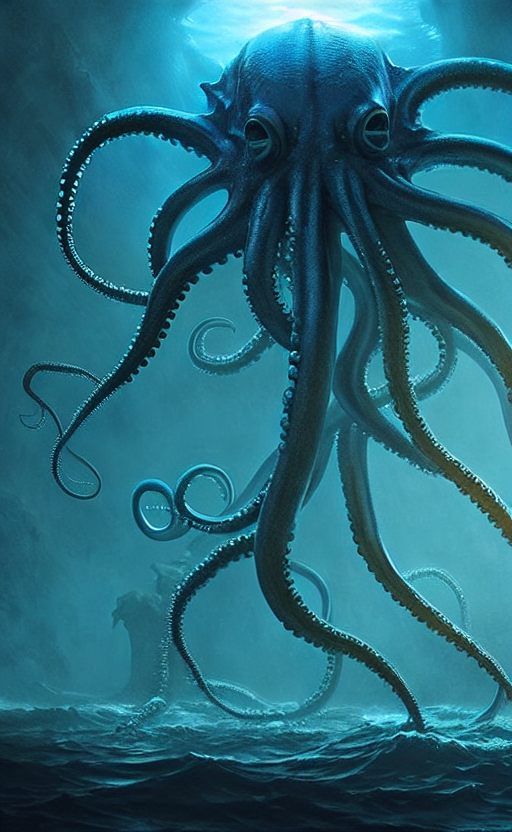 KREA AI - scary octopus, horror, aquatic creature, sea monst...