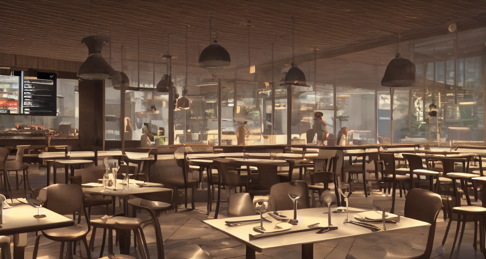 KREA AI - restaurants of the future, hyper realistic render,...