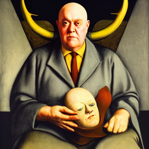 KREA AI - Aleister Crowley with horns and hooves by Raphael,...