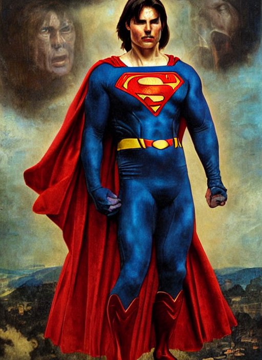 KREA AI - renaissance portrait painting of old angry tom cru...