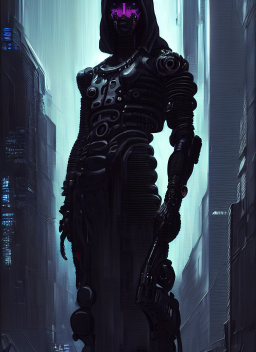 KREA AI - cyberpunk spawn as a brooding figure of the dark c...