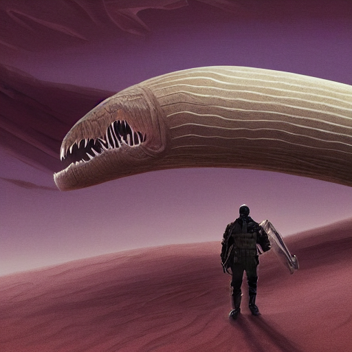 KREA AI - joe biden's face a dune sandworm body shai-hulud c...