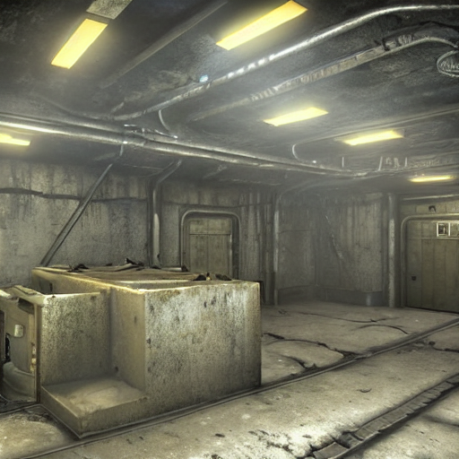 KREA AI - fallout concept art vault - tec underground bunker...