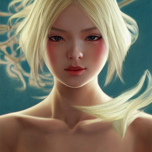 Krea Ai Blonde Girl From Yakuza With Thin Lips Pronounced