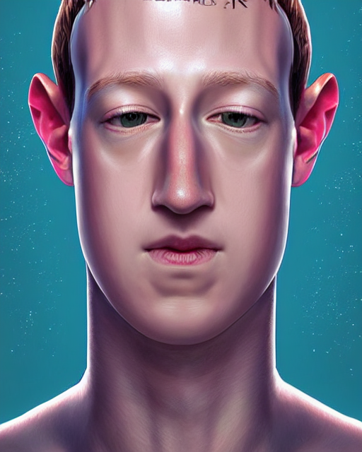 KREA AI - A floating head of an alien looking like mark zuck...