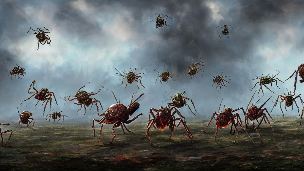 KREA AI - cinematic painting of an army of giant bugs