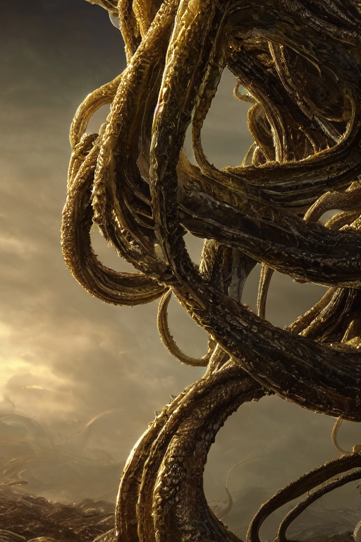 KREA AI - giant ancient alien tentacles artwork by yoshitaka...