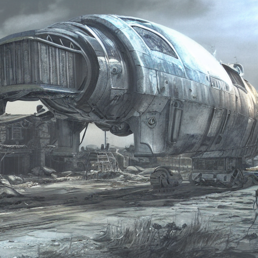 KREA AI - fallout 4 spaceship concept art, astonishing detai...