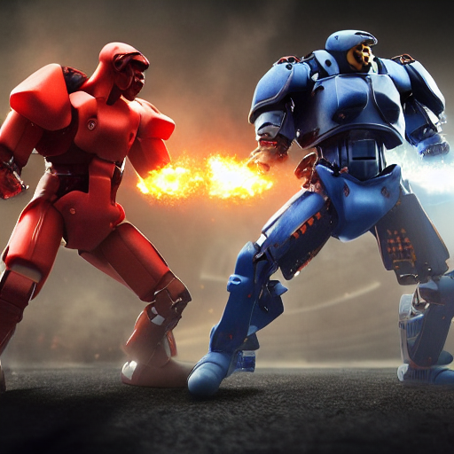 KREA AI - two tactical mech boxing, mech boxing fighting, ci...