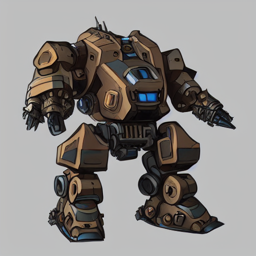 KREA AI - concept art of a fat and heavy warmech, mech, weap...