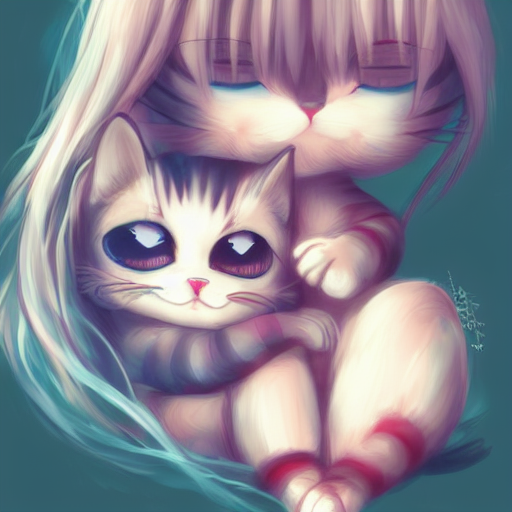 KREA AI - sleeping chibi cat deviantart artstation cgsociety
