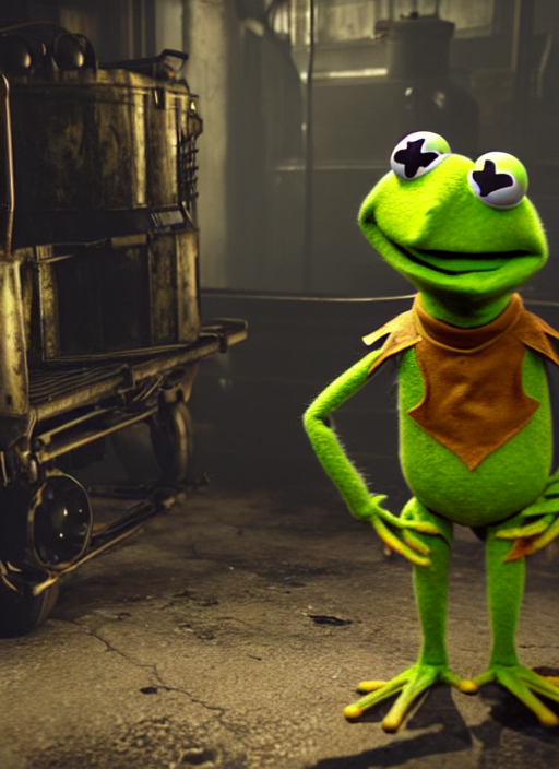 KREA AI - kermit the frog in fallout 4, wearing power armor,...