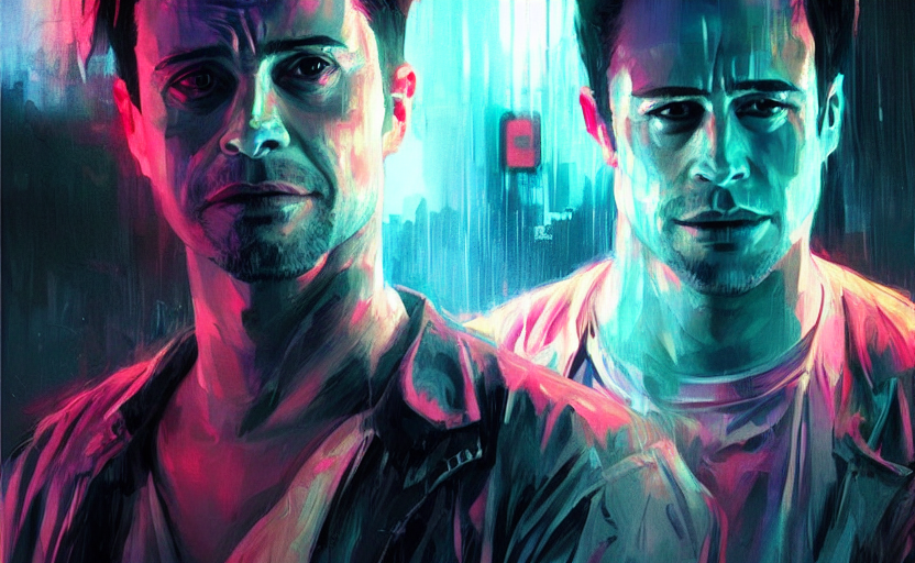 KREA AI - portrait of fight club Tyler Durden in cyberpunk,