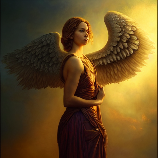 KREA AI - majestic gracious regal female angel portrait, anc...