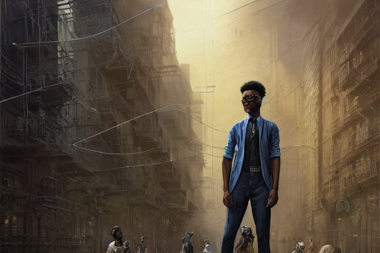 KREA AI - A solarpunk very highly detailed black man at 20s ...