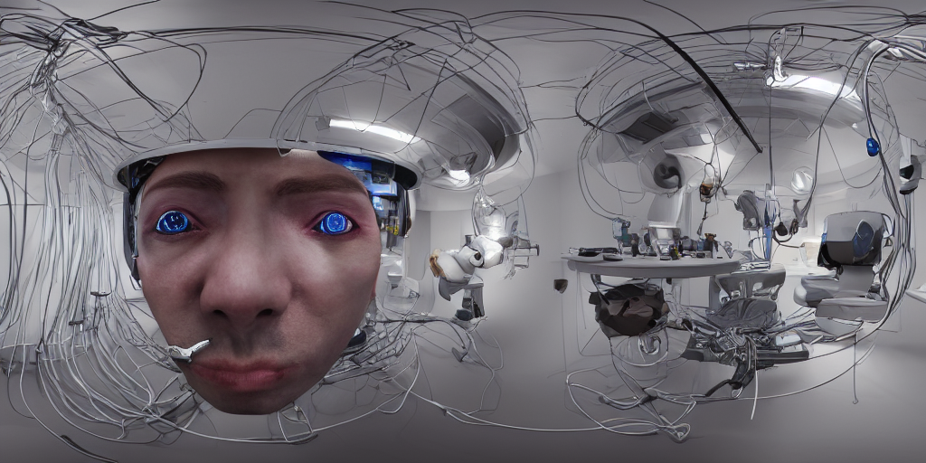 KREA AI - 360 degree equirectangular photo of a face transpl...