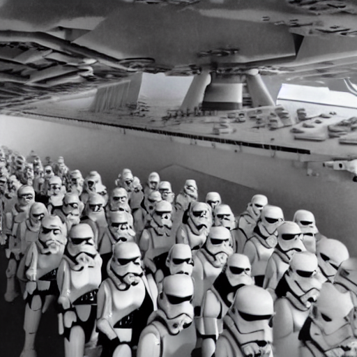 KREA AI - stormtrooper army going inside star destroyer ship...