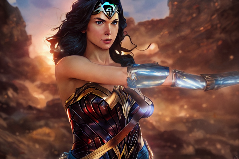 KREA AI - wonder woman, single subject, scenic full shot, am...