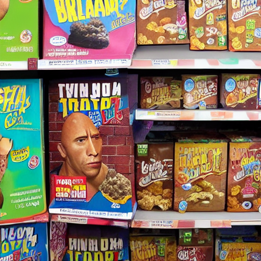 KREA AI - dwayne the rock johnson breakfast cereal boxes on ...