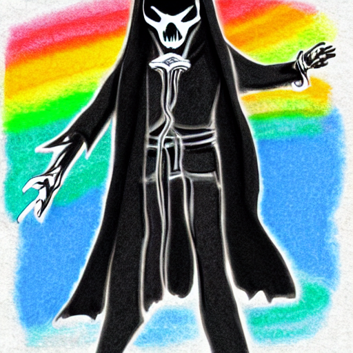 Krea Ai Sketch Of A Grim Reaper Wearing Rainbow Glasses In