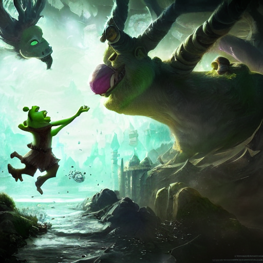 KREA AI - Shrek, League of Legends amazing splashscreen artw...