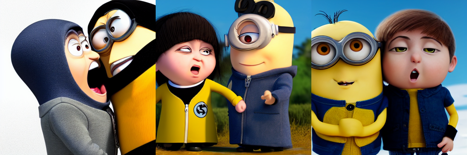 KREA AI - Gru and Vector from Despicable Me intensely making...