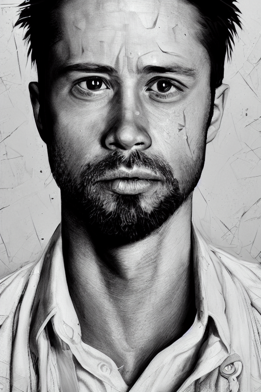 KREA AI - cinematic portrait of Tyler Durden. Centered, uncu...