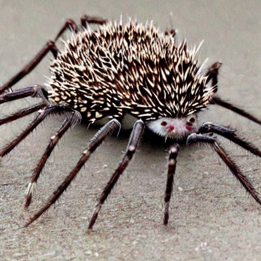 KREA AI - spiders, a hedgehog with spiders on its back inste...
