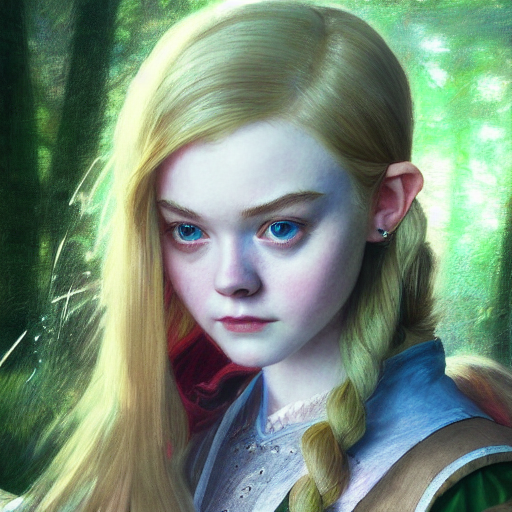 KREA AI - Elle Fanning as zelda portrait, Crayon, textured a...