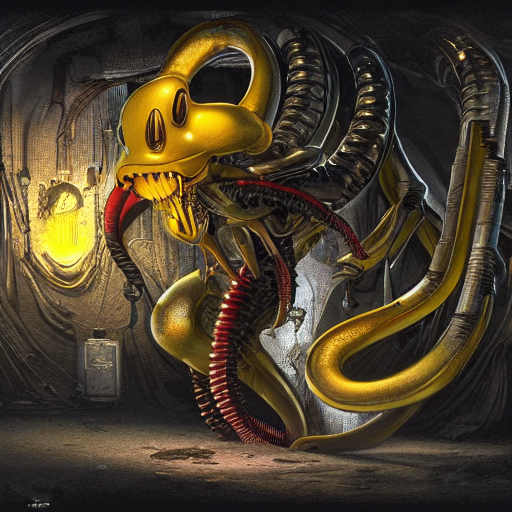 KREA AI - mickey mouse xenomorph chimera lurking in dark roo...