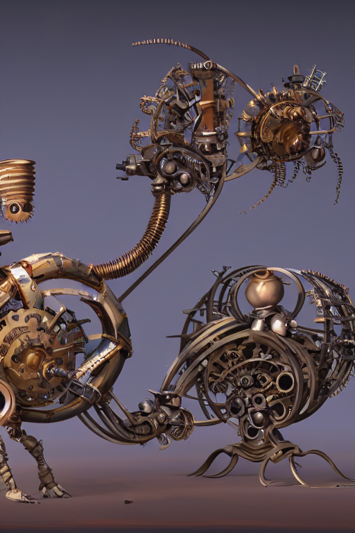 KREA AI - 2d game art side view of mechanical steampunk tube...