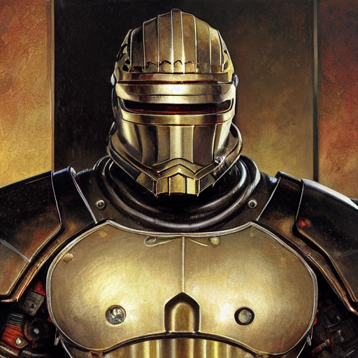 KREA AI - the doomslayer as a realistic knight, closeup port...