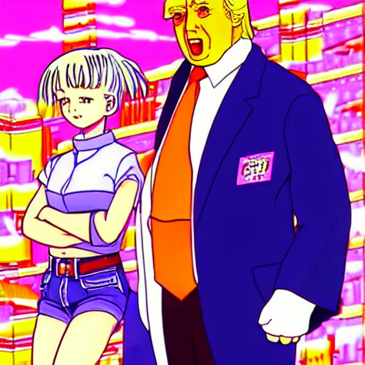 KREA AI - ivanka and donald trump, sprite, vaporwave nostalg...