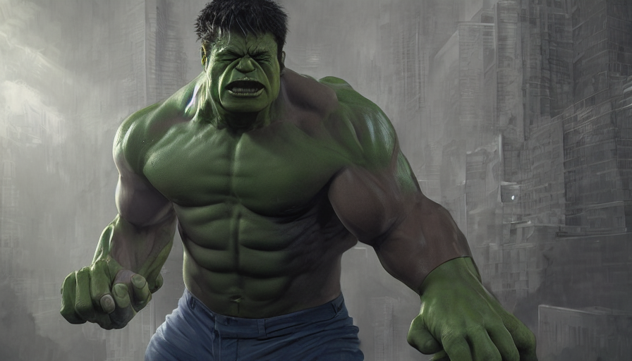 KREA AI - Realistic model of Hulk in suit and tie, hyperdeta...