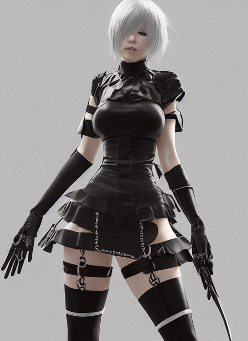 KREA AI - 2b of nier automata, glossy intricate design, digi...