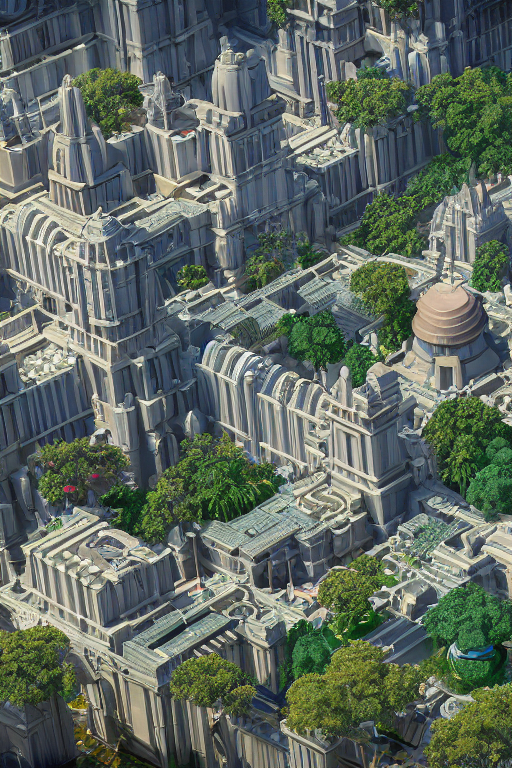 KREA AI - beautiful voxel city of naboo royal palace archite...