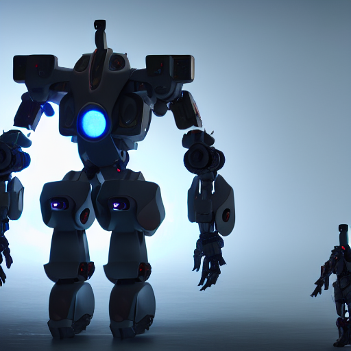 KREA AI - futuristic armed mech walking into battle, highly ...