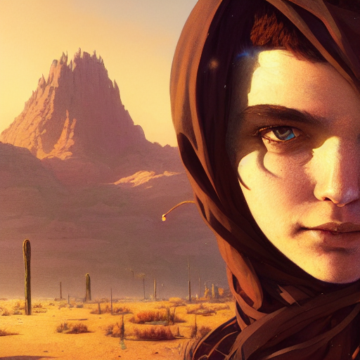 KREA AI - highly detailed portrait of desert mage, stephen b...