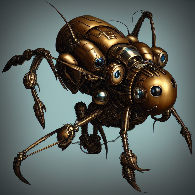 KREA AI - steampunk robot hornet, 3 d model, unreal engine r...